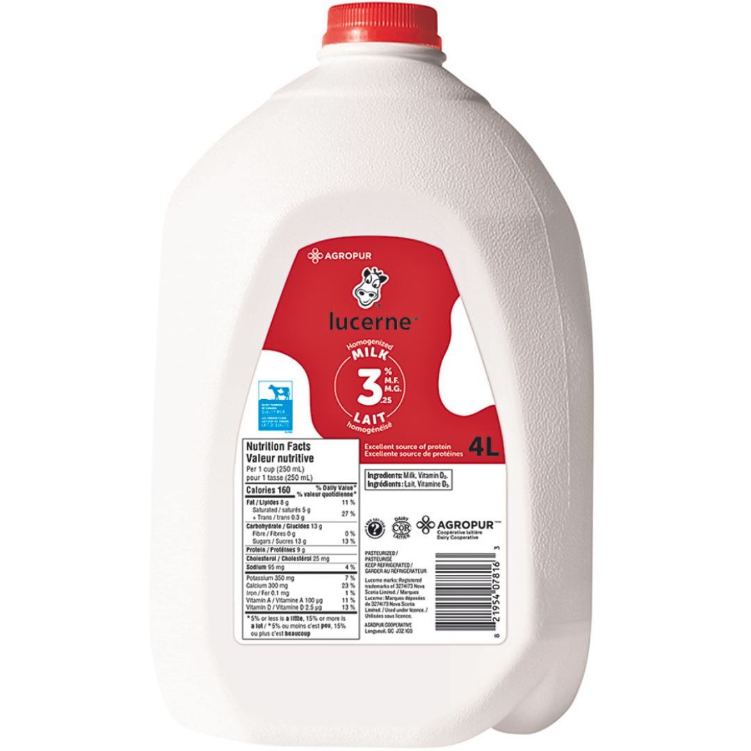 3.25% HOMOGENIZED MILK 4L – Canteen Canada