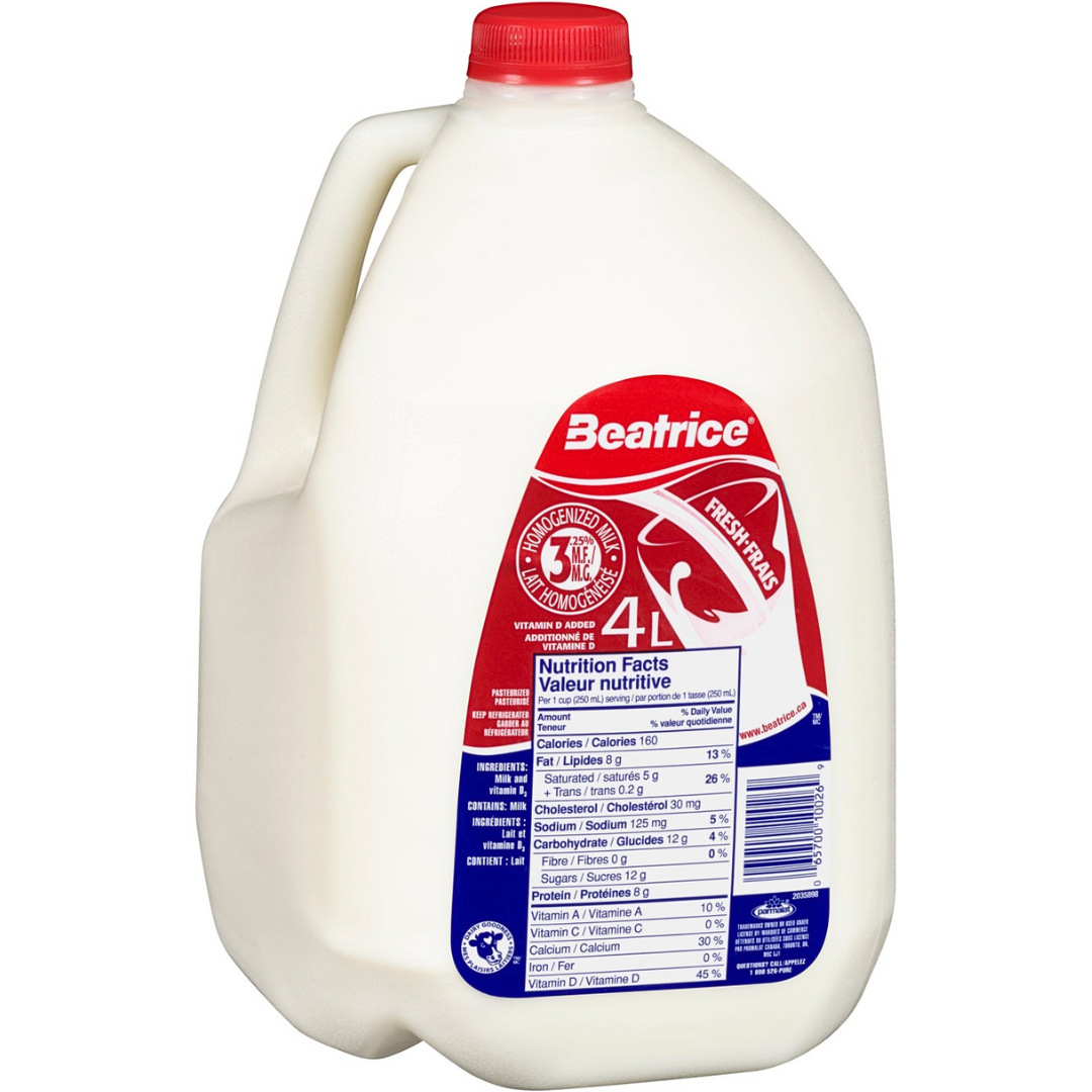 3.25% HOMOGENIZED MILK 4L – Canteen Canada