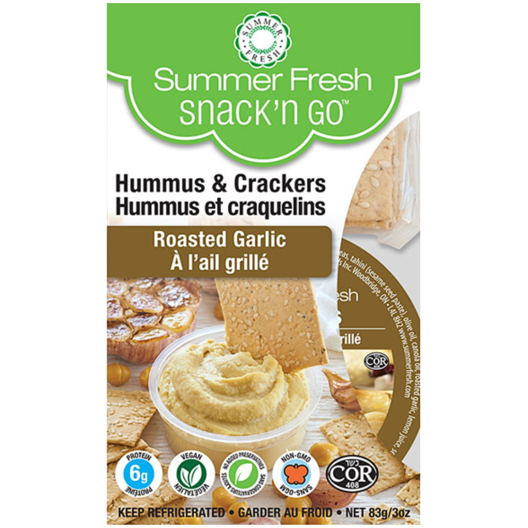 SUMMER FRESH SNACK ‘N GO ROASTED GARLIC HUMMUS & CRACKERS 83g – Canteen Canada